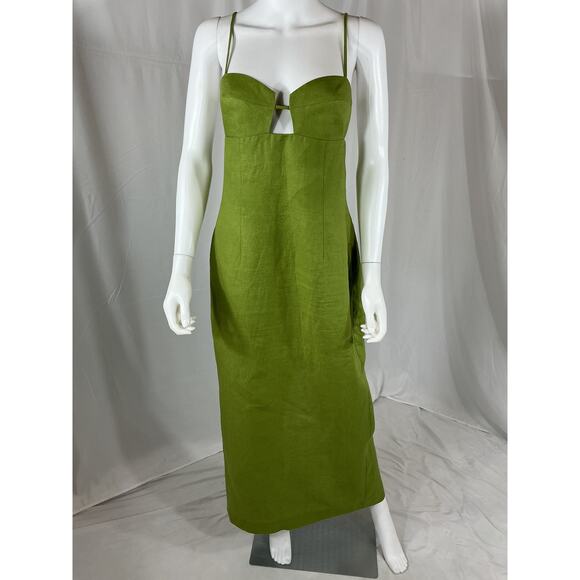 Reformation | Dresses | Reformation Malibu Green Linen Linen Dress Size ...